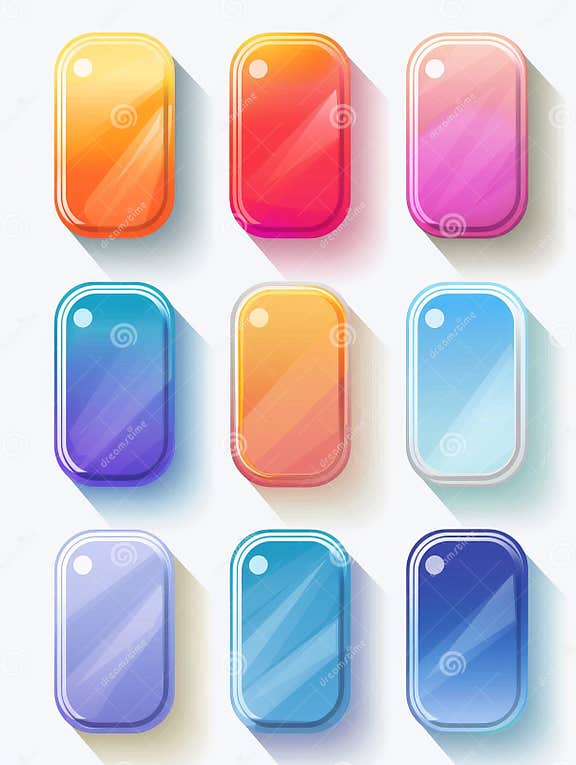 Colorful Gradient Buttons in Flat Design Style with Long Shadows Stock ...