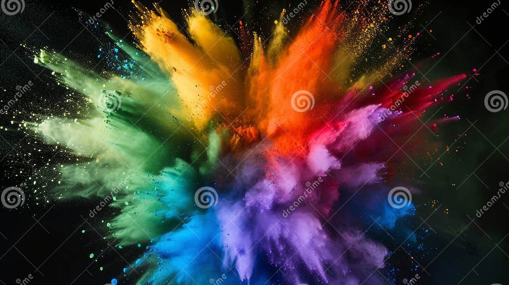 Vibrant Color Explosion on Black Background Stock Image - Image of ...
