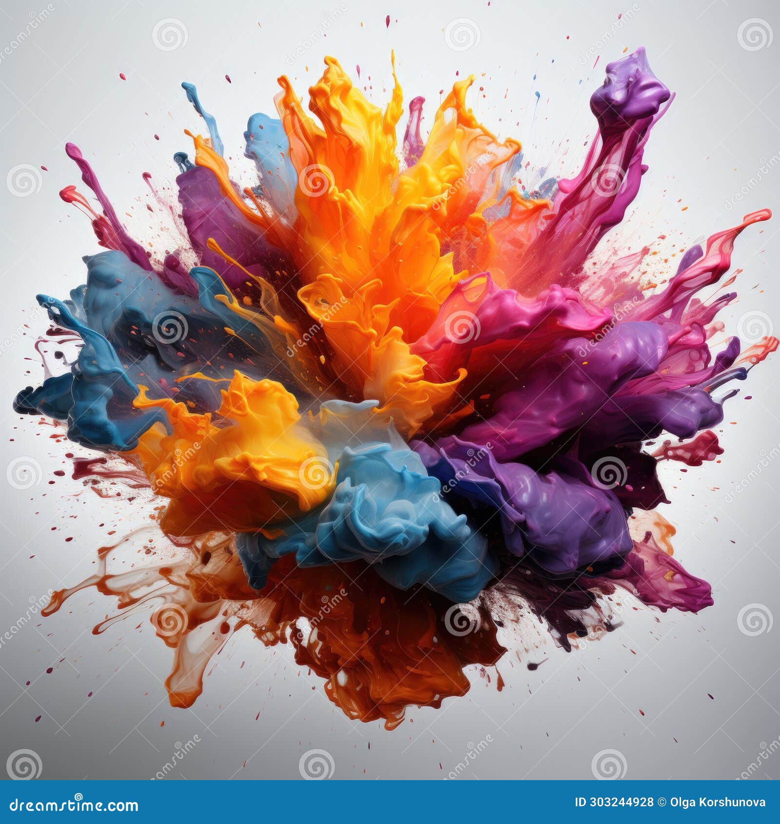 Vibrant Color Explosion in Isolated on White Background Stock Photo ...