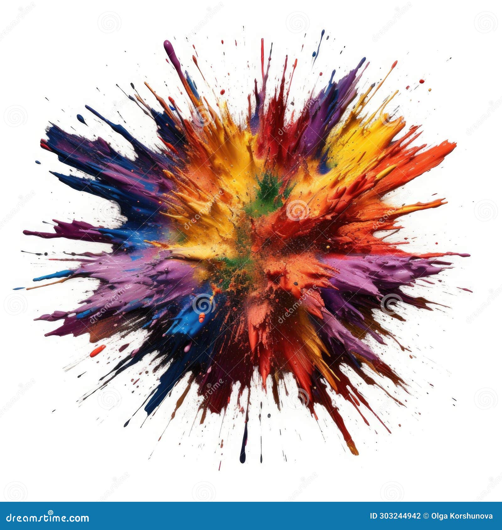 Vibrant Color Explosion in Isolated on White Background Stock Photo ...