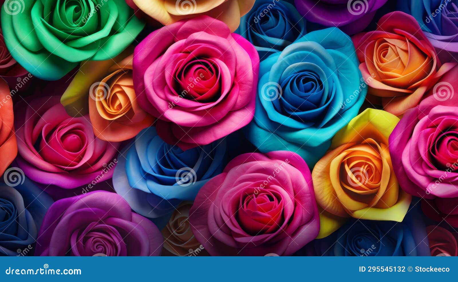 Vibrant Color Gradients: a Spectacular Bed of Roses in 3d Stock ...