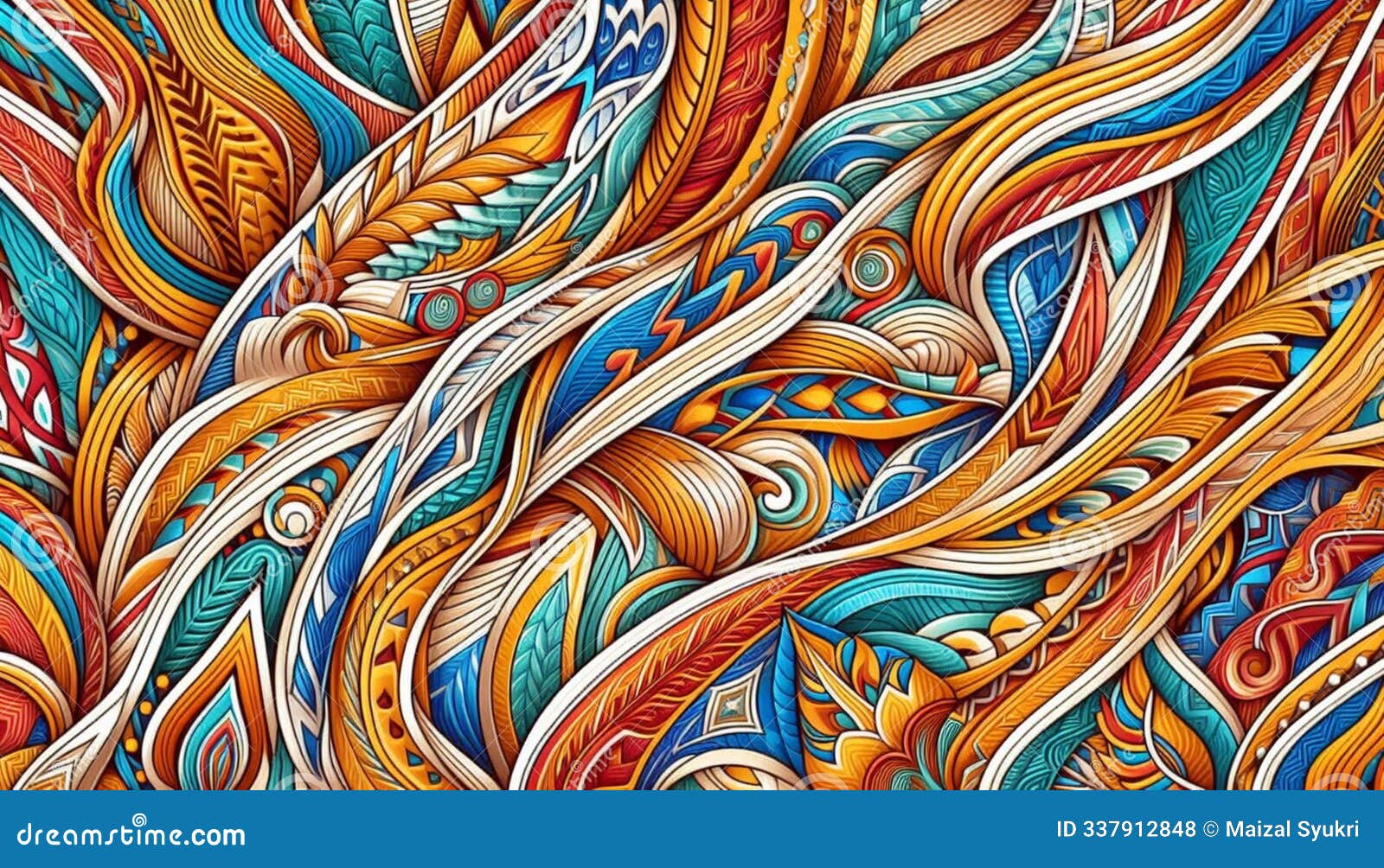 Vibrant Color Pattern Inspired by Indonesian Parang Batik Featuring ...