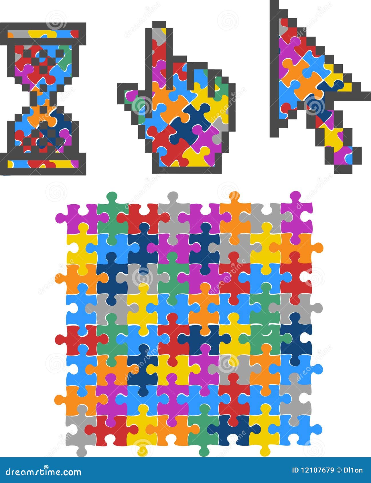 Vibrant Color Puzzle Computer Cursors. Stock Vector - Illustration of ...