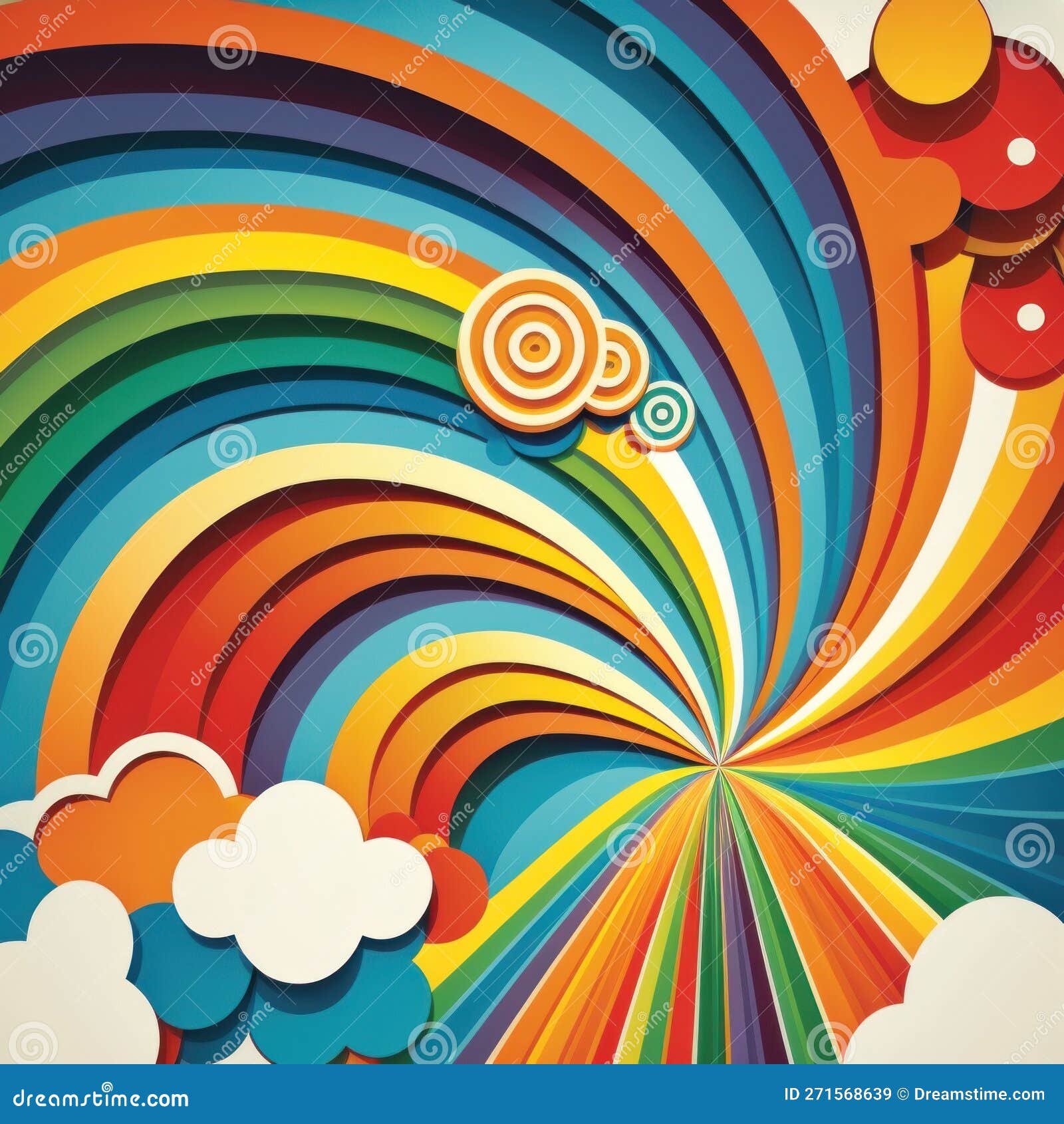 Vibrant Color of Rainbow Background in Retro Style Stock Illustration ...