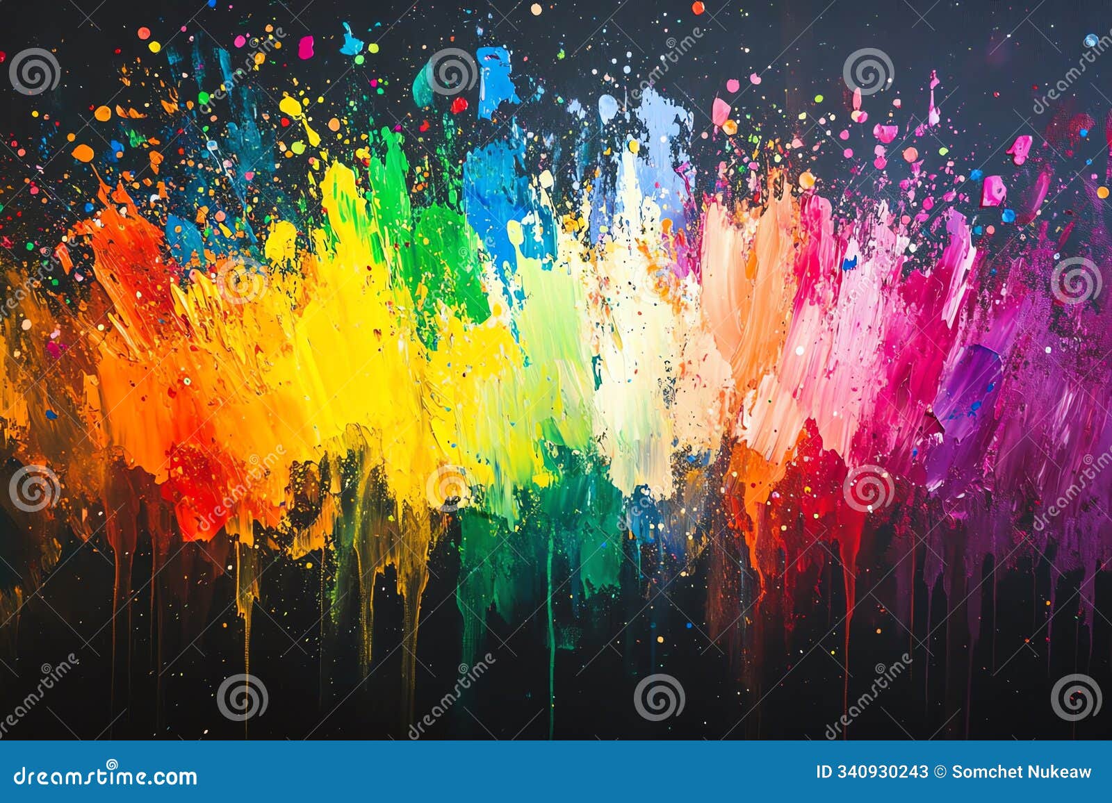 Vibrant Color Splash Abstract Painting on Canvas Stock Illustration ...