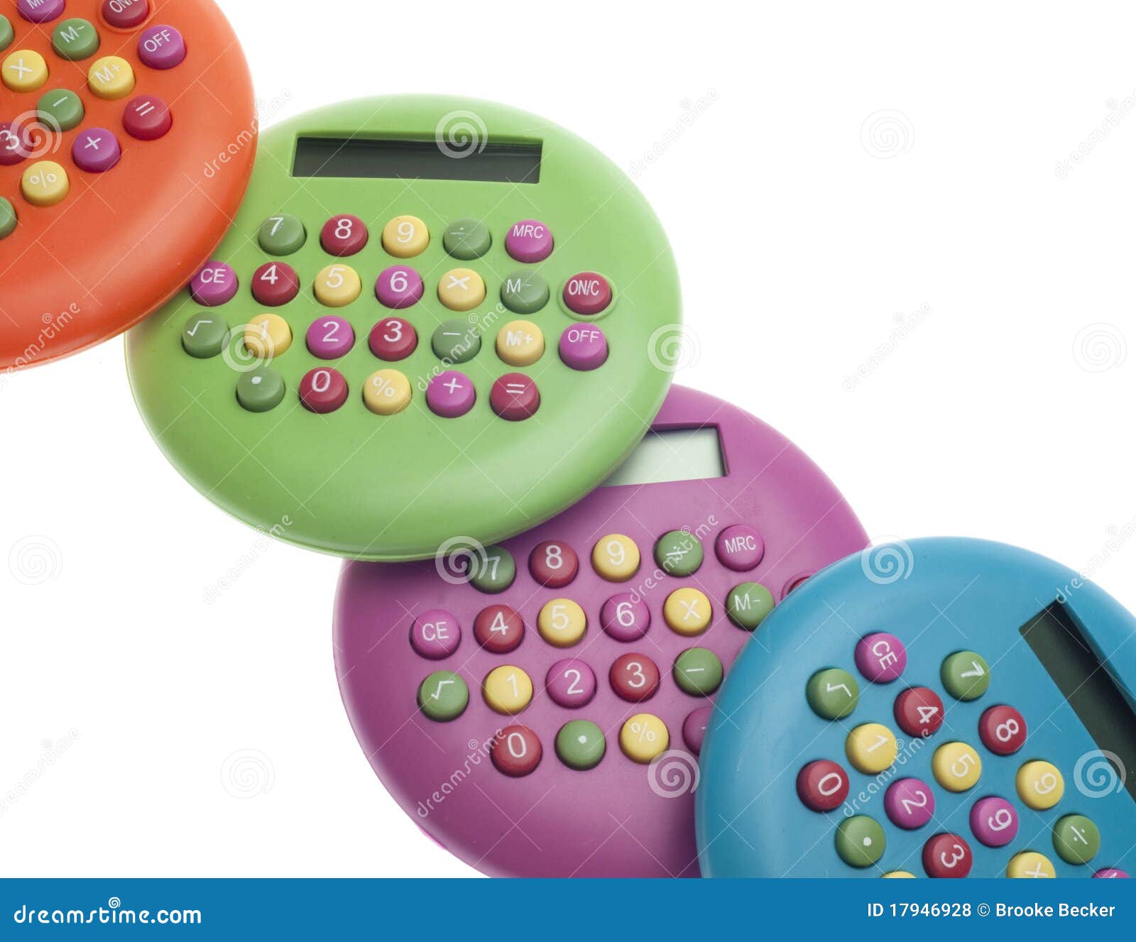 Vibrant Colored Calculators Stock Photo - Image of black, addition ...