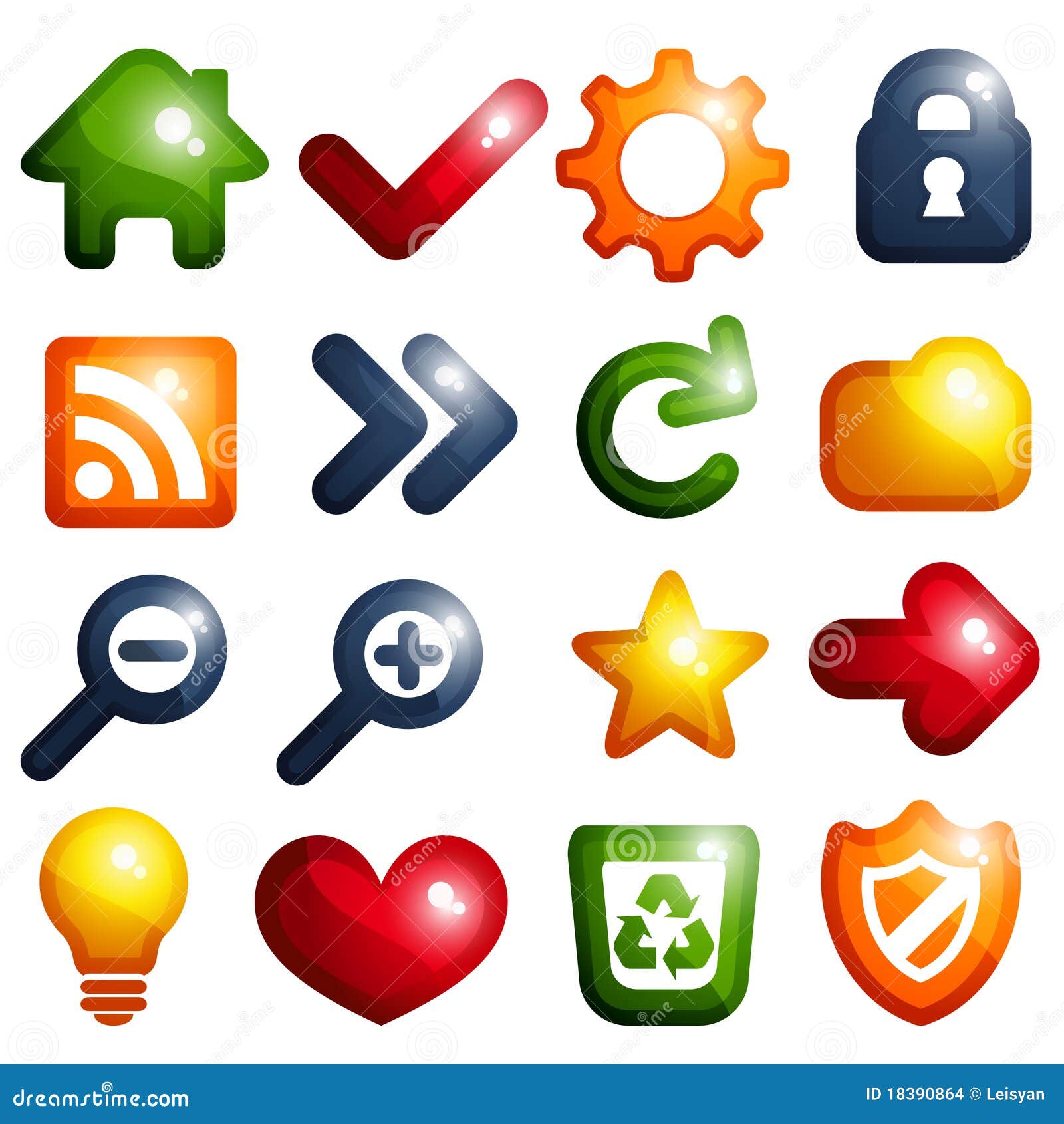 Vibrant colored icon set stock vector. Illustration of security - 18390864
