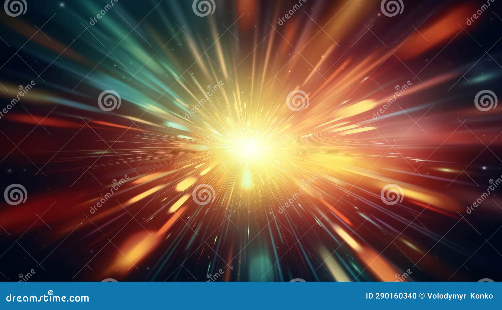 Vibrant Colored Light Rays Radiate on a Soft and Dreamy Blurred ...