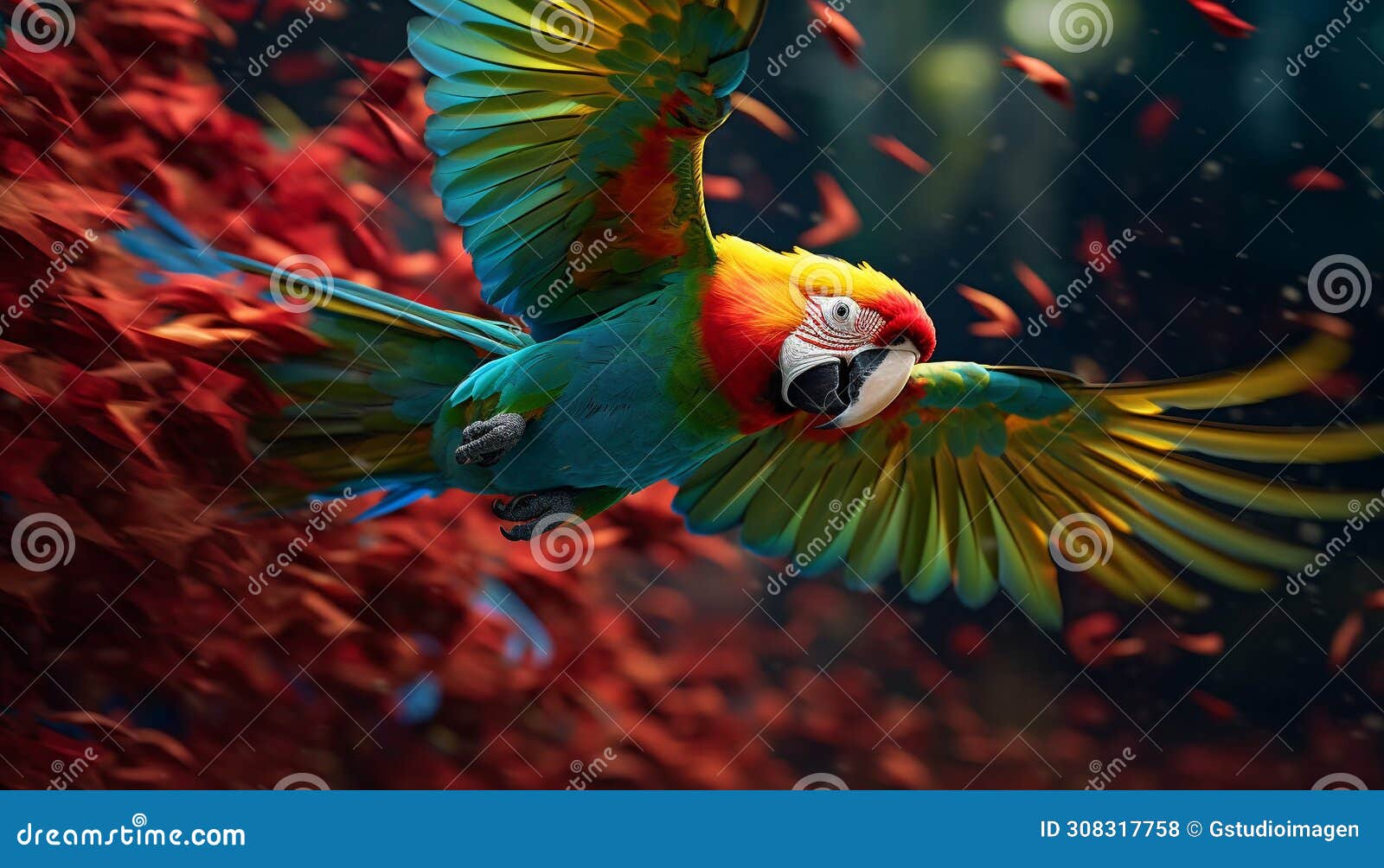 Vibrant Colored Macaw Perched on Branch in Nature Generated by AI Stock ...