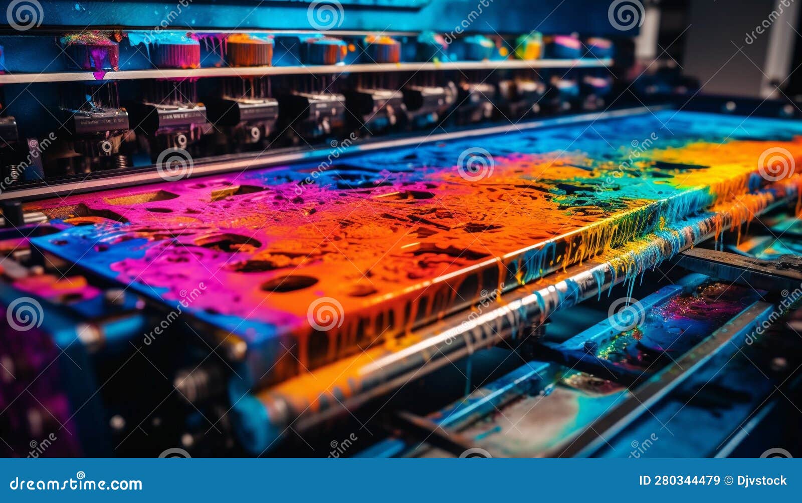 Vibrant Colored Machinery in a Factory Workshop, Creating Modern ...