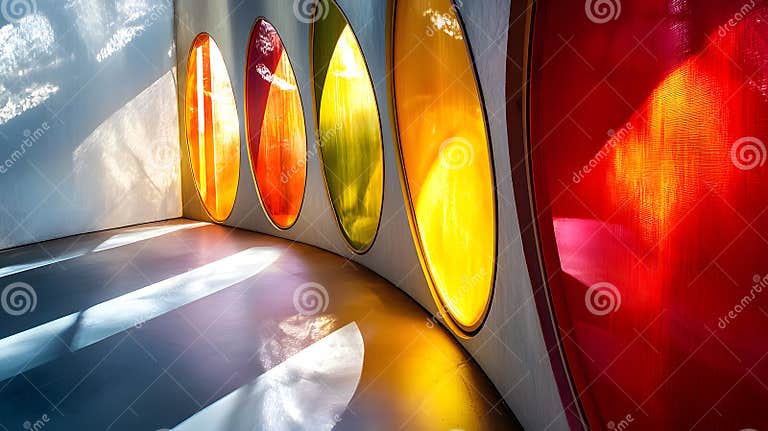Vibrant Colored Panels in a Modern Interior Space Stock Illustration ...
