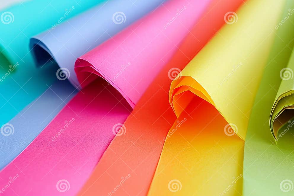 Vibrant Colored Paper Rolls on Smooth Background Stock Illustration ...