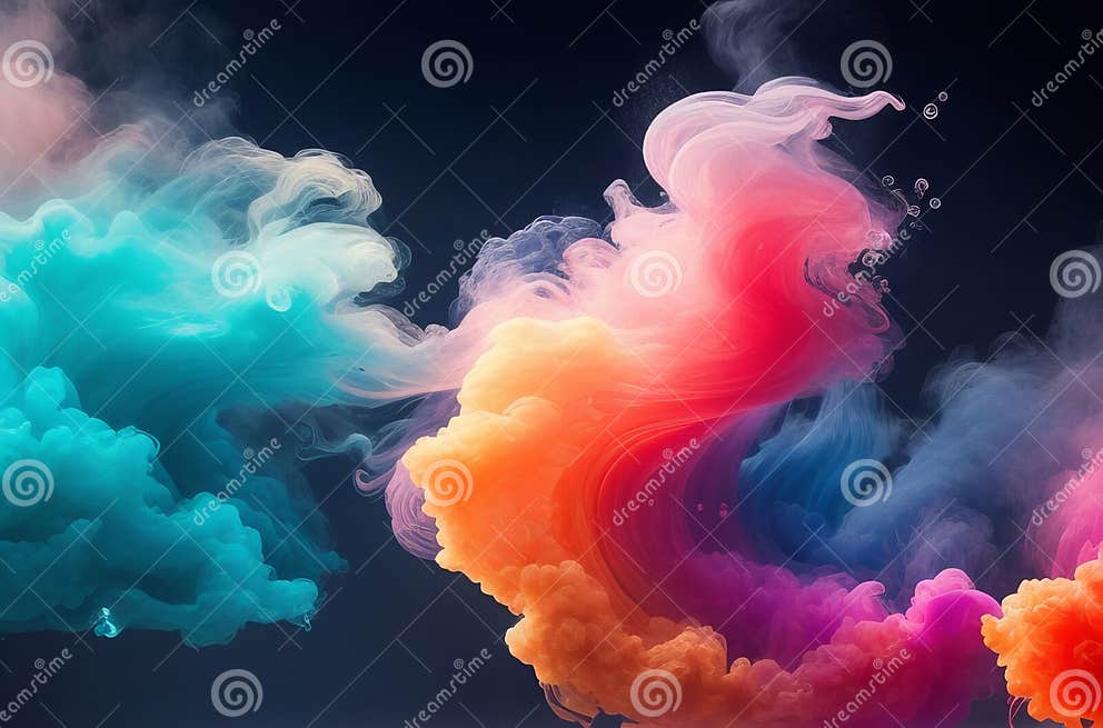 Vibrant Colored Smoke in Water: Stunning Ink Dissolution Visuals. Stock ...