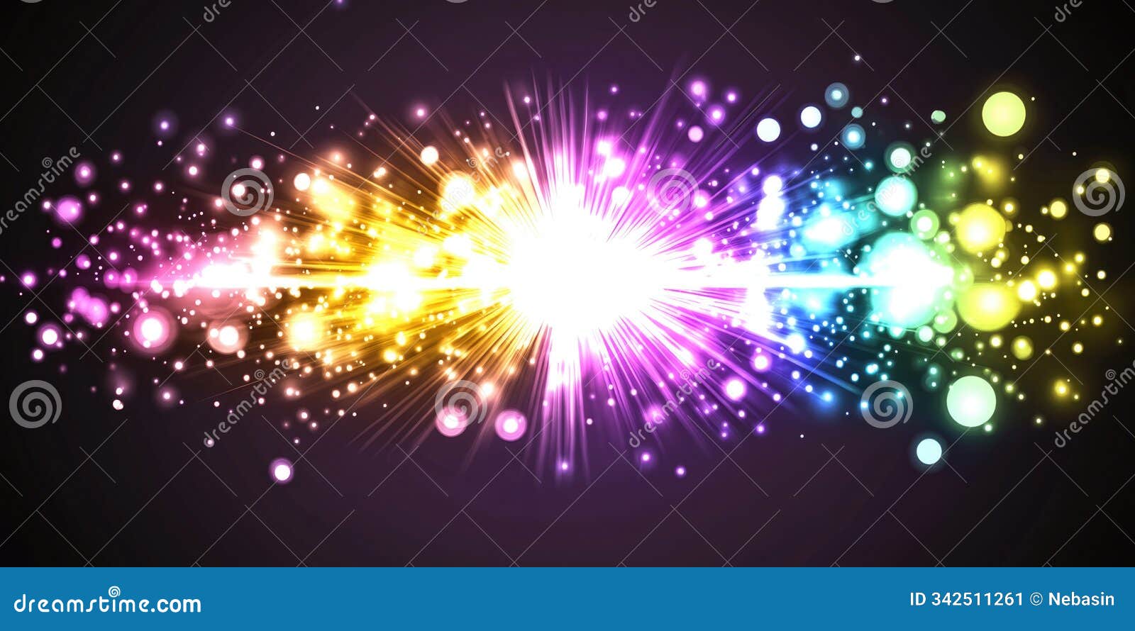 Vibrant Colorful Abstract Light Burst on Dark Background with Sparkling ...