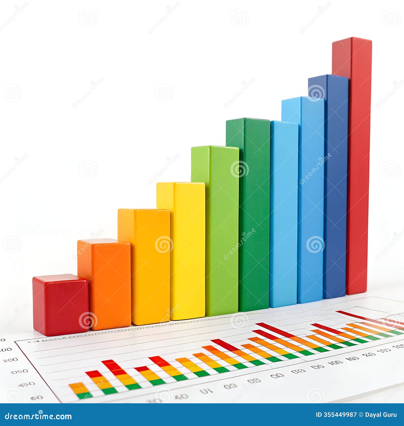 Colorful Bar Chart Isolated on White Background Stock Illustration ...