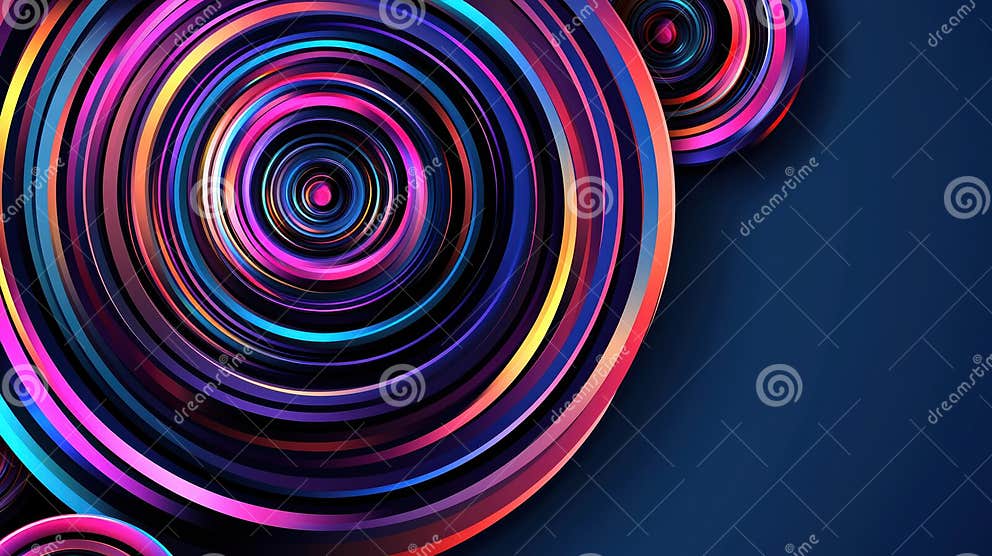 Vibrant Colorful Circular Patterns with Dark Background Design Stock ...