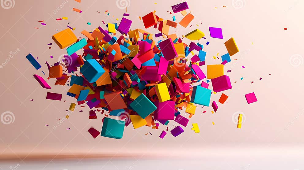 Vibrant Colorful Exploding Cube Abstract Art Royalty Free Image Stock ...