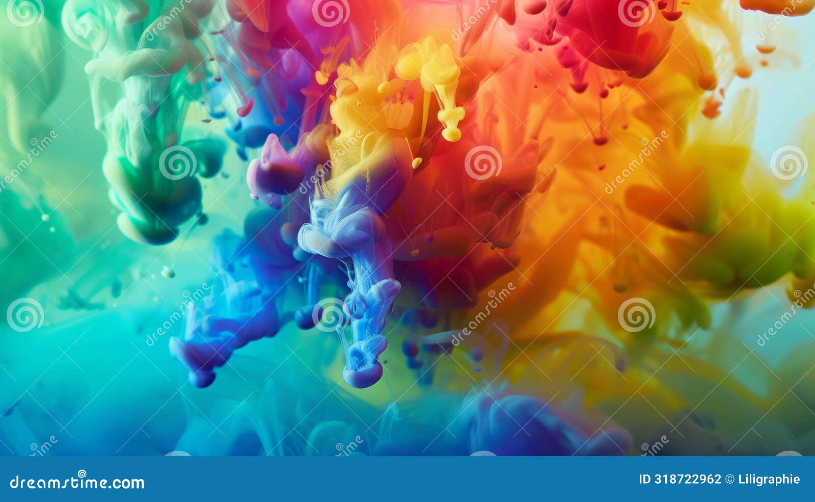 Vibrant Colorful Ink Diffusion in Water. Dynamic Swirl of Multicolored ...