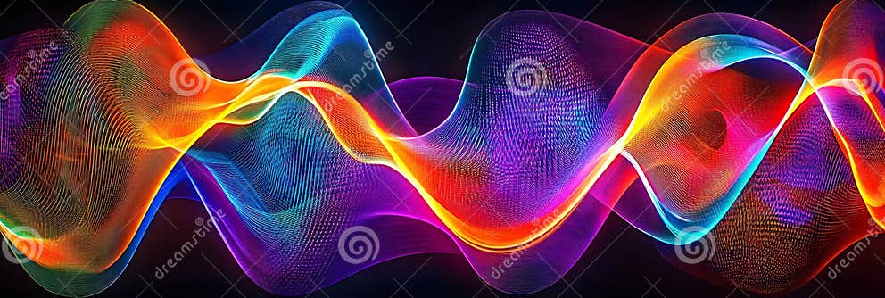 Vibrant Colorful Light Patterns in Dark Background Stock Illustration ...