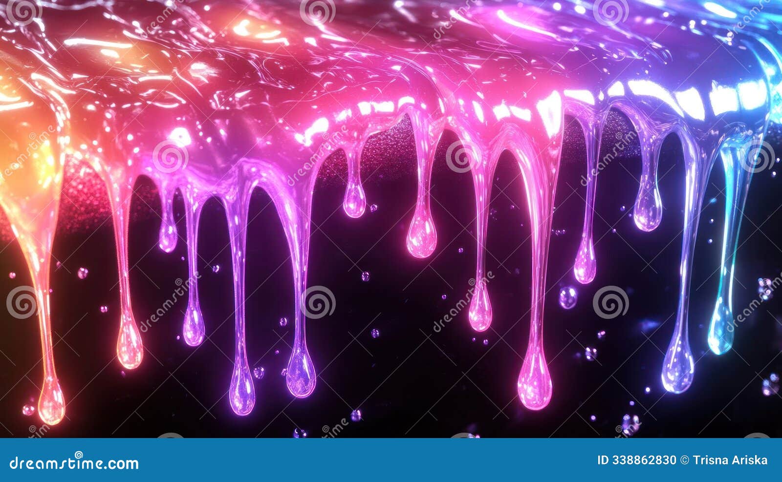 A Vibrant, Colorful Liquid Dripping, Creating a Mesmerizing Visual ...