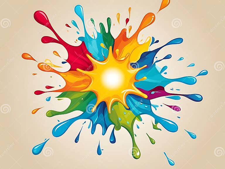 Vibrant Colorful Paint Splashes Exploding Outwards Stock Illustration ...