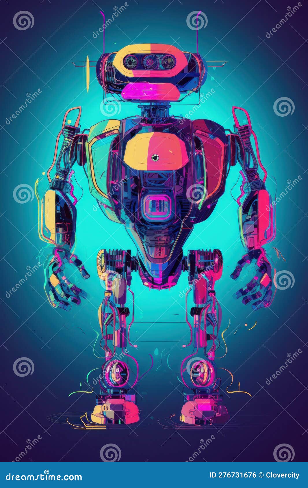 Vibrant Colorful Robot stock illustration. Illustration of colored ...