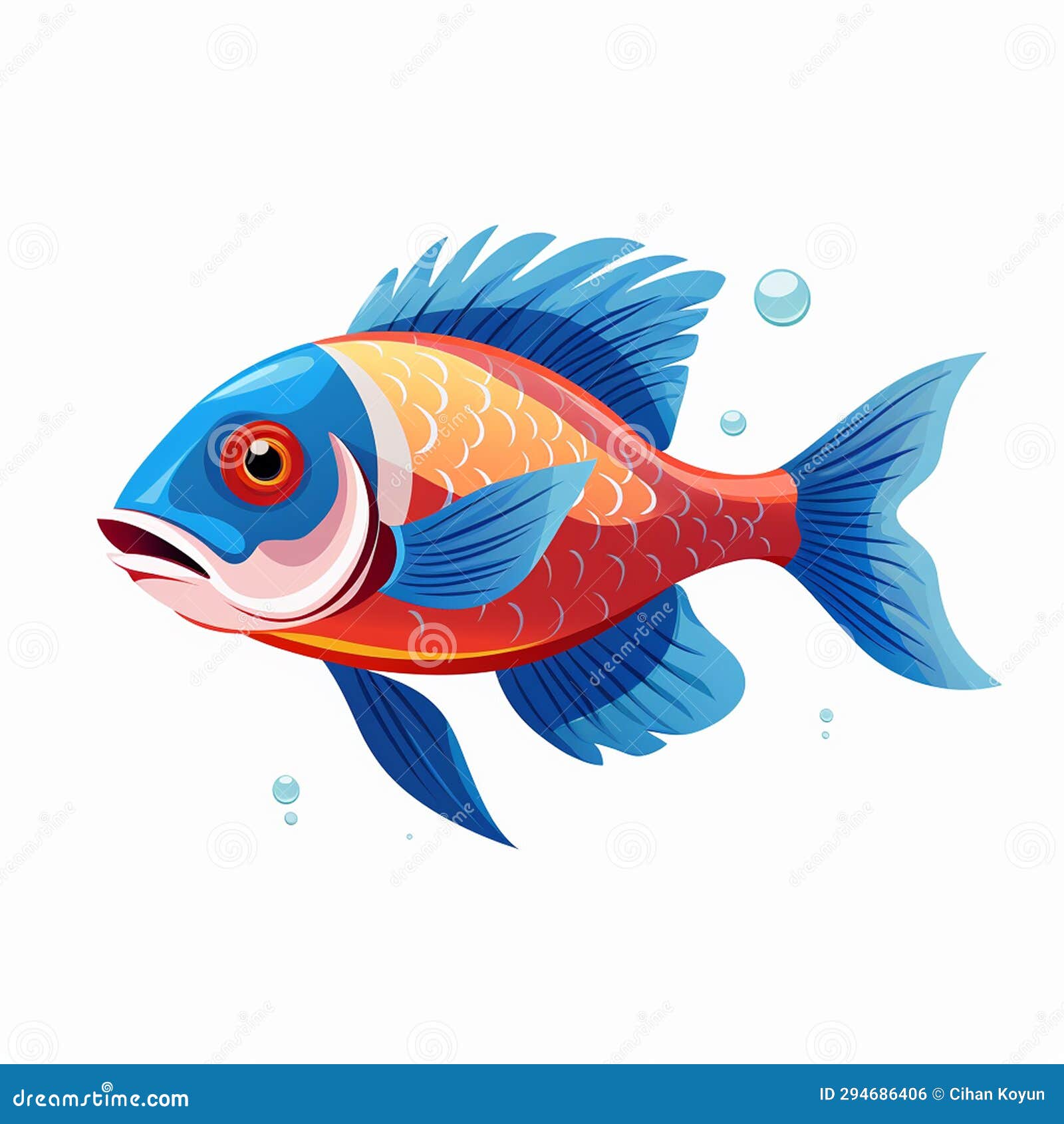 Vibrant Colors of a Colorful Fish Drawing Stock Illustration ...