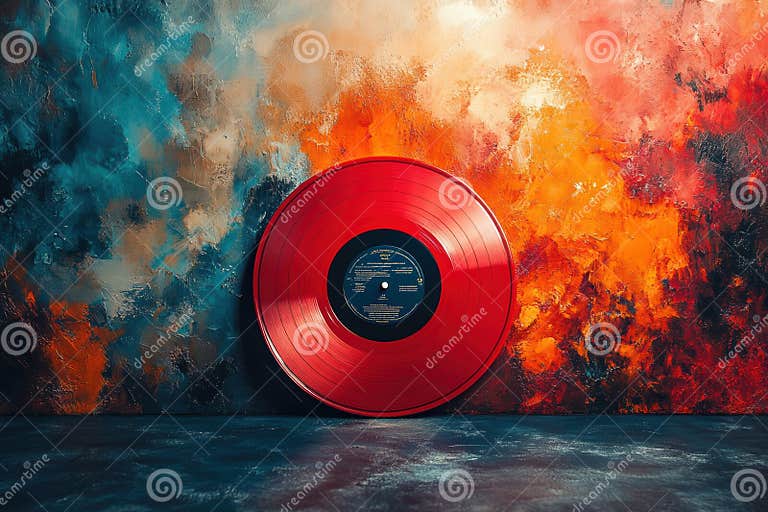 Vibrant Colors Envelop a Classic Vinyl Record on a Textured Backdrop in ...
