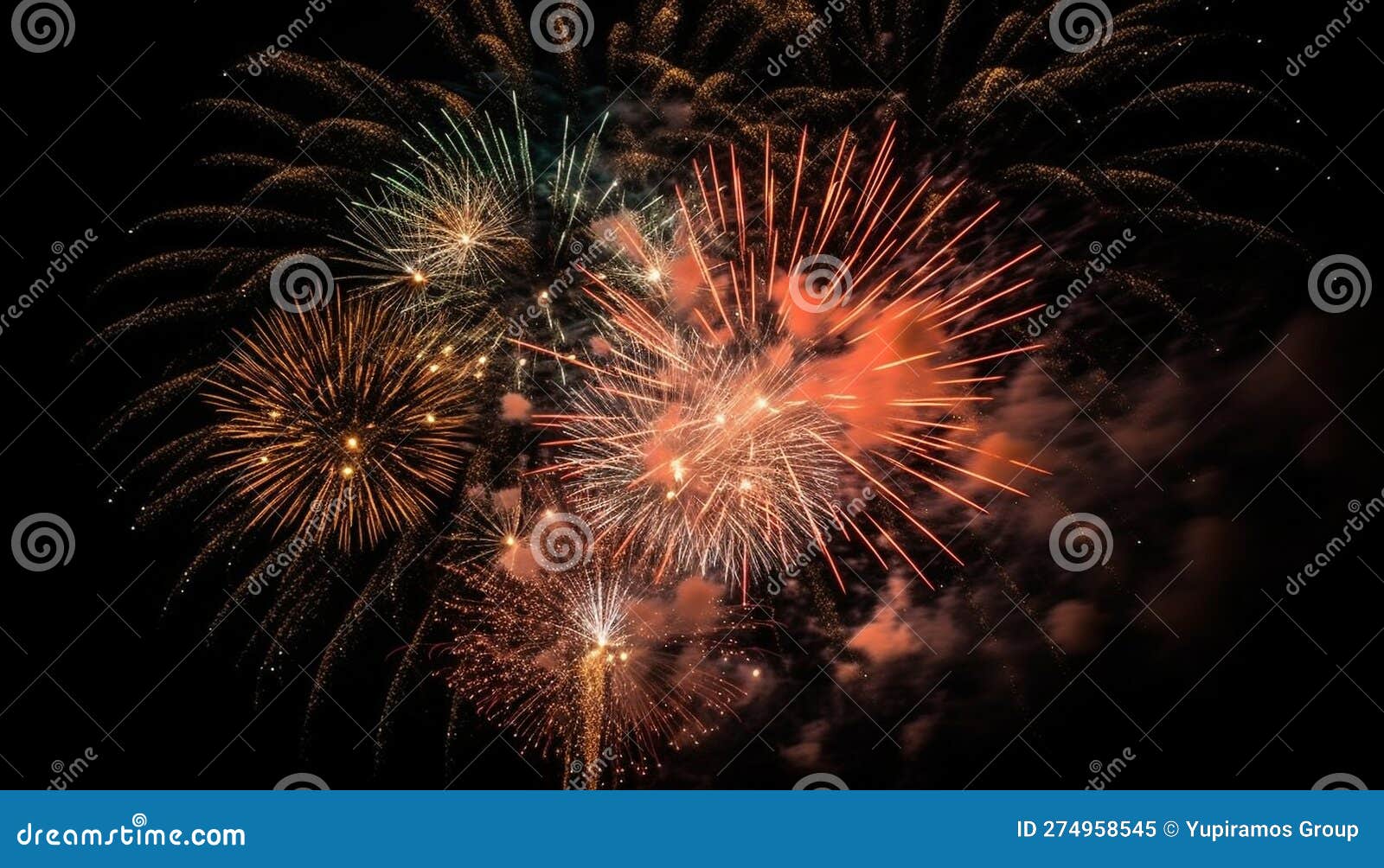 Vibrant Colors Ignite Celebration, Exploding Firework Display Generated ...