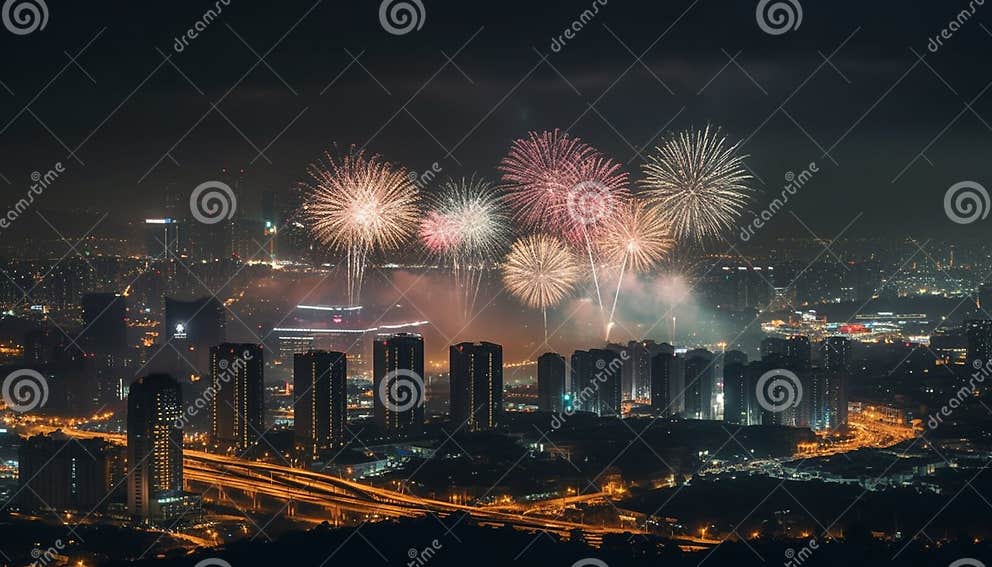 Vibrant Colors Ignite City Skyline in Explosive Firework Display ...