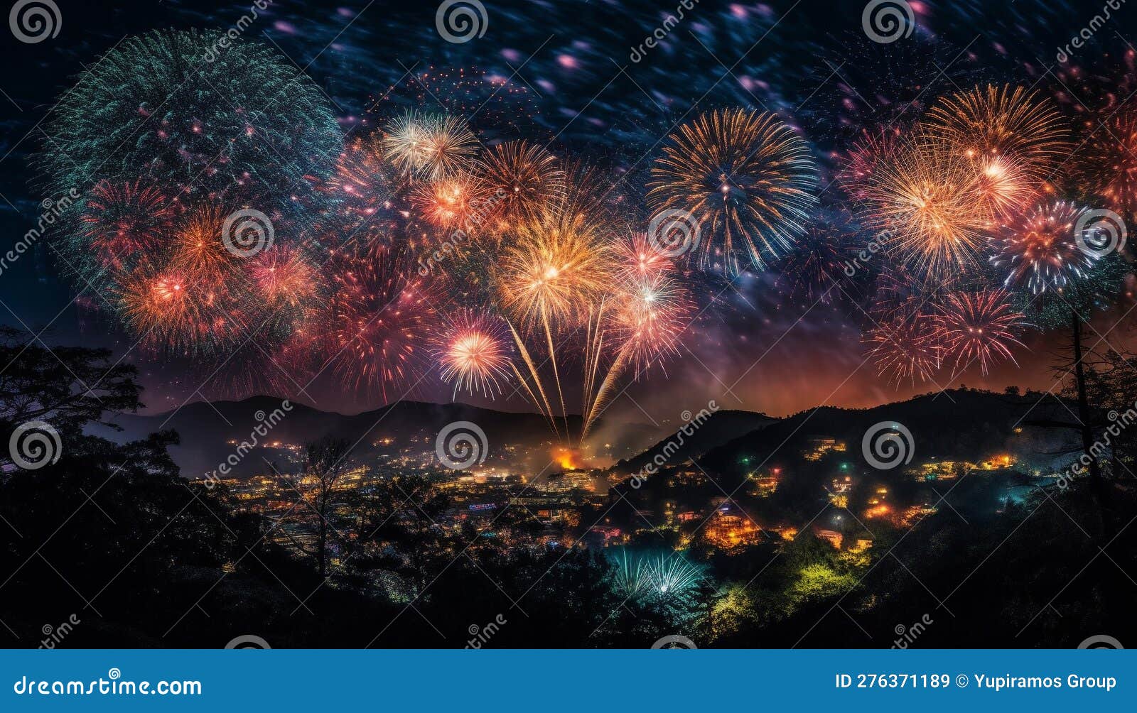 Vibrant Colors Illuminate the Exploding Firework Display Generated by ...