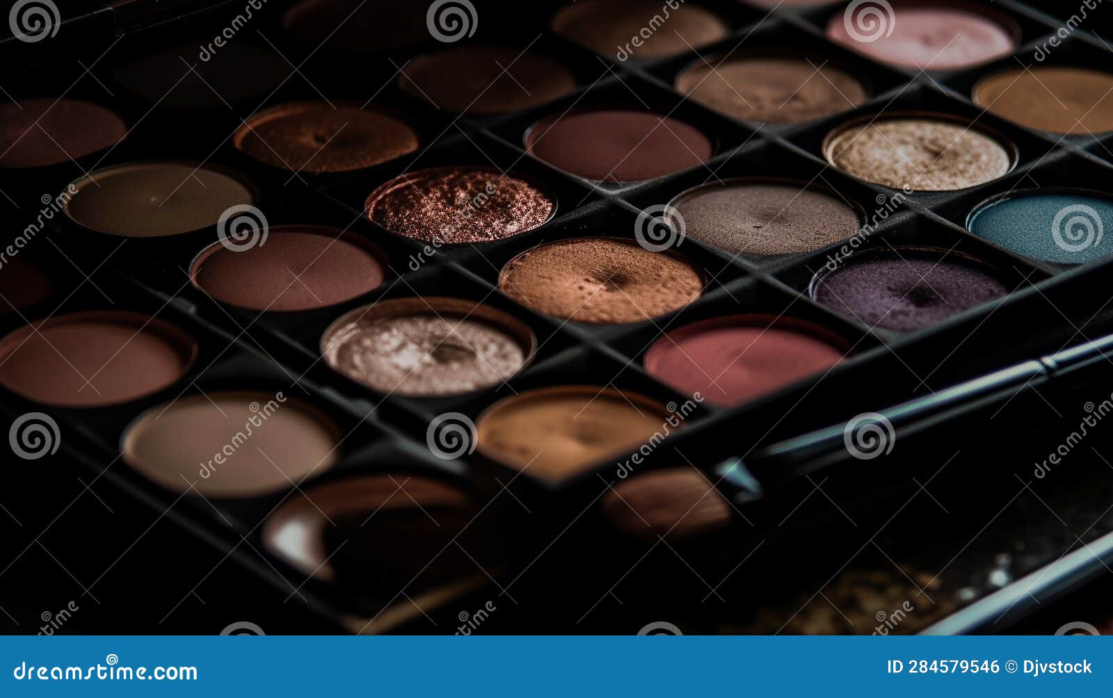 Vibrant Colors in a Large Eyeshadow Palette for Glamorous Make Up Generated by AI Stock ...