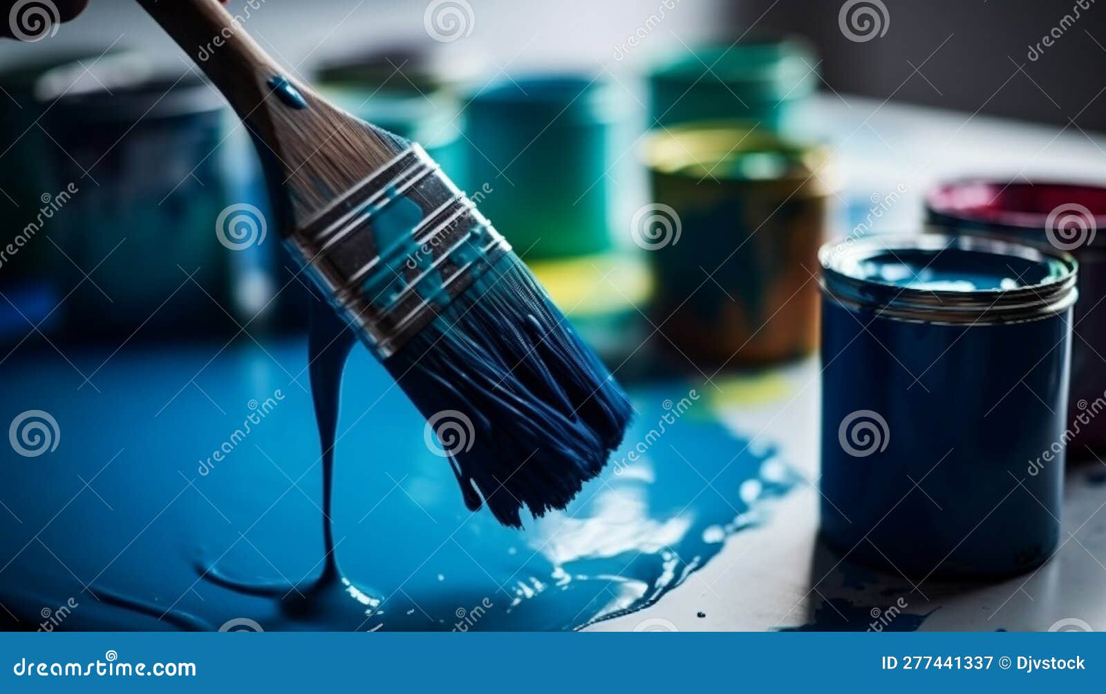 Vibrant Colors on Messy Palette, Artist at Work Generated by AI Stock ...