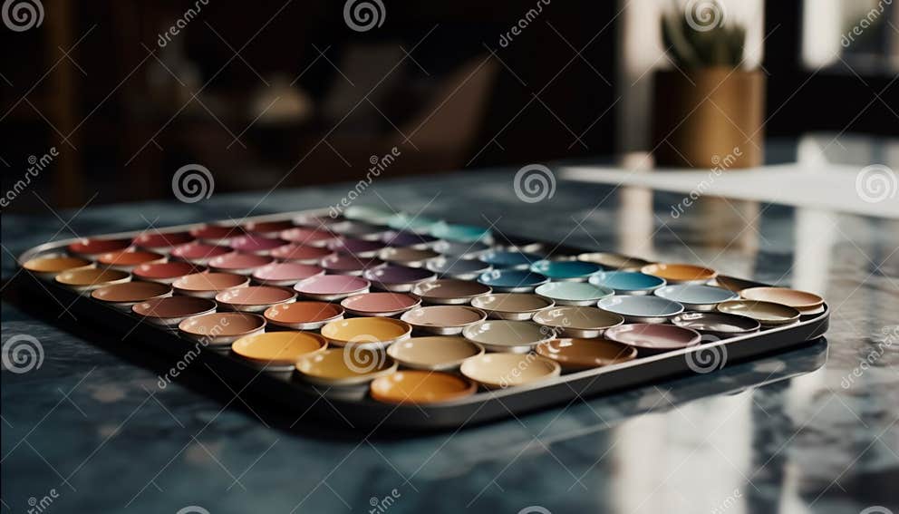 Vibrant Colors on Messy Table, Artist Work Tool and Variation Generated ...