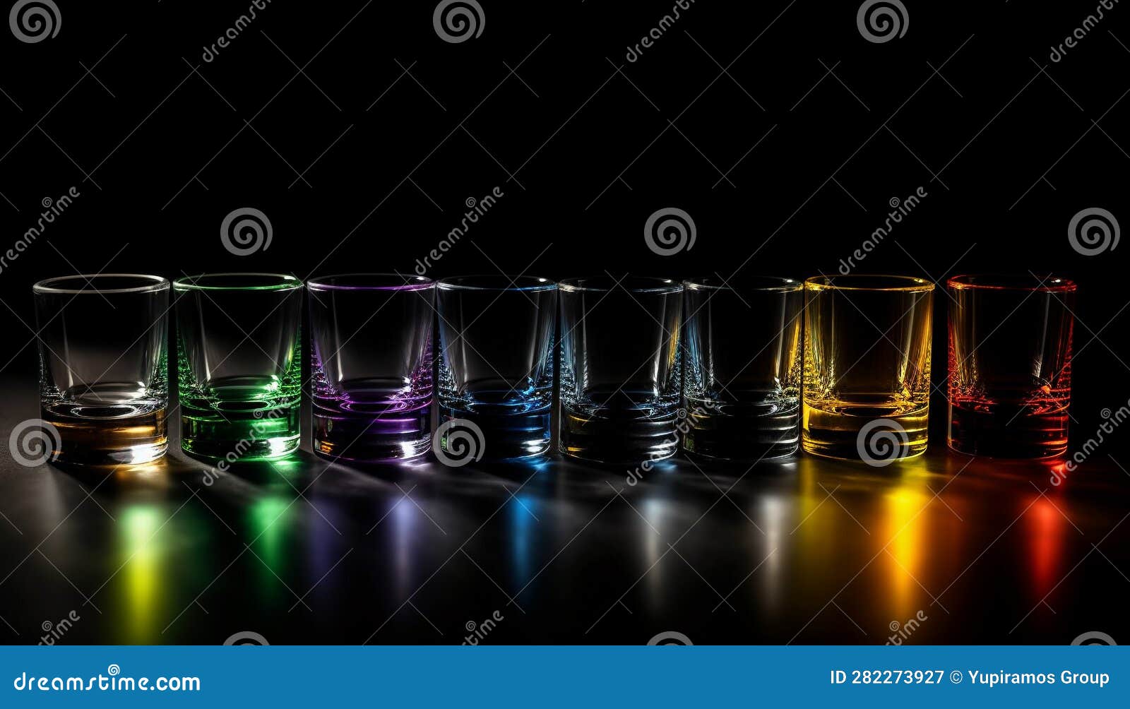 Vibrant Colors in a Row, Liquid Refreshment for Celebration at Bar ...