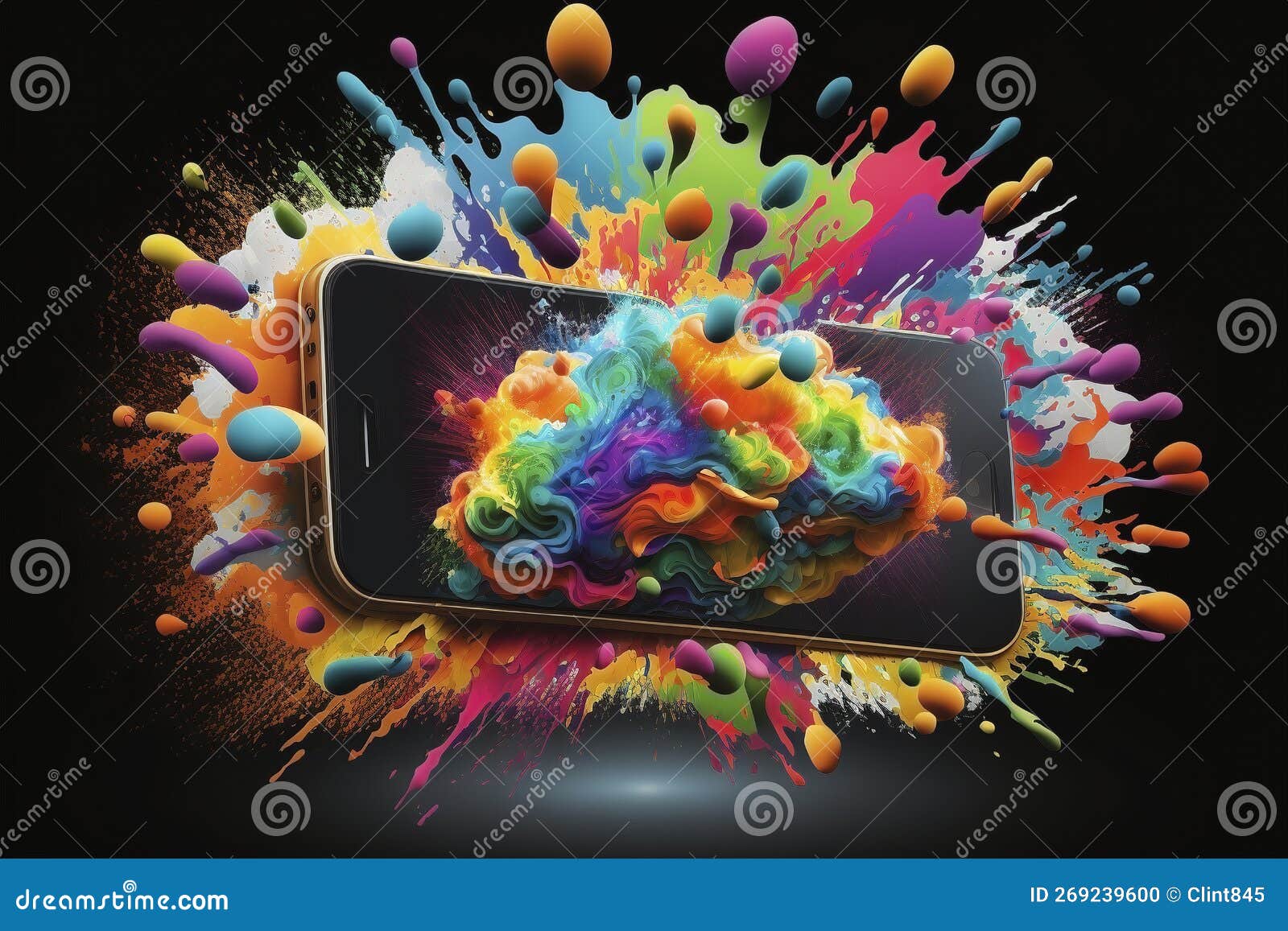 Illustration of a Mobile Phone with a Colourful Design and Variety of ...