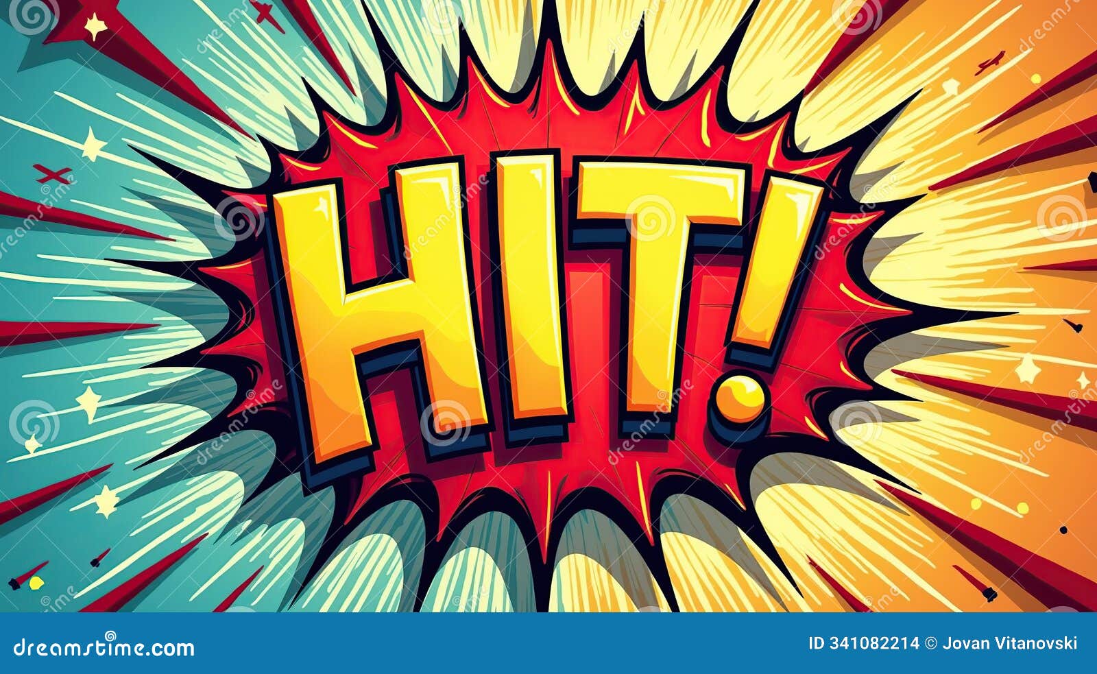 Vibrant Comic Book Explosion with the Word Hit in Bold Letters Stock ...