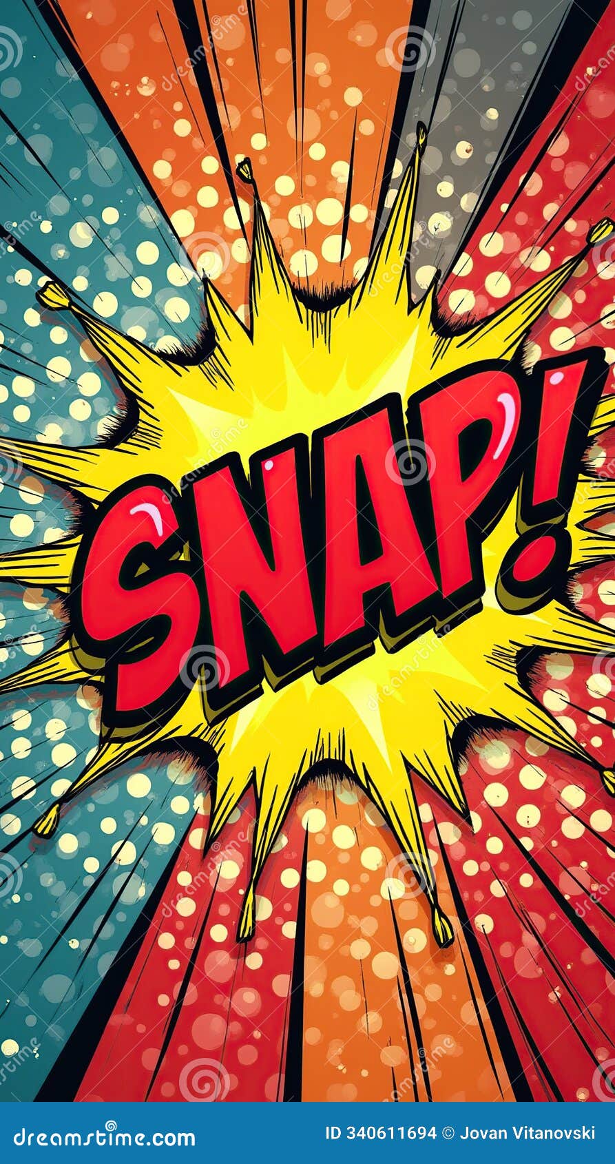 Colorful Comic Book Style Explosion with Snap Text Stock Illustration ...