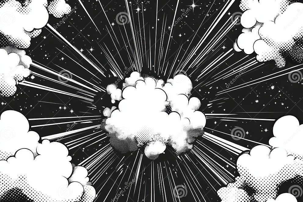 Vibrant Comic Book Style Illustration of an Explosive Scene in a Starry ...