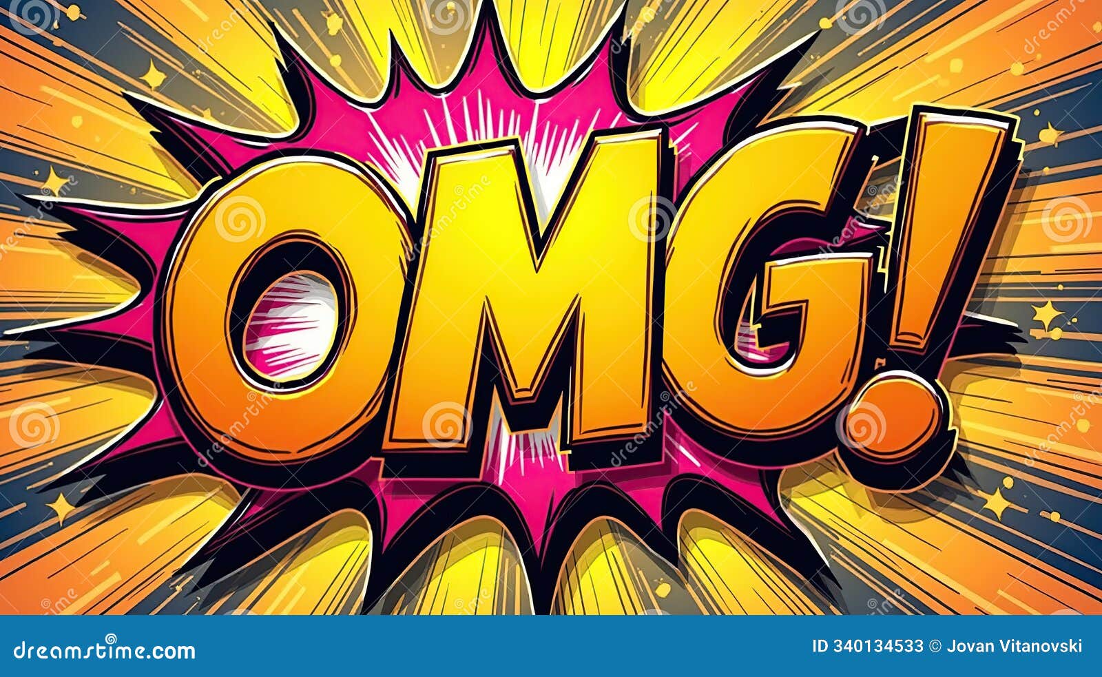 Vibrant Comic Book Style OMG Explosion Design Background Stock ...