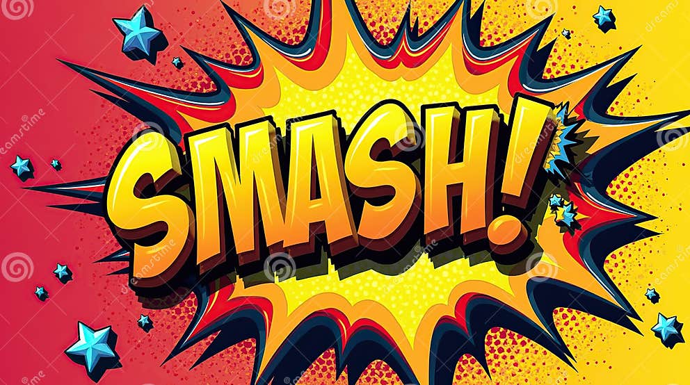 Vibrant Comic Book Style Smash Explosion Word Graphic Stock ...