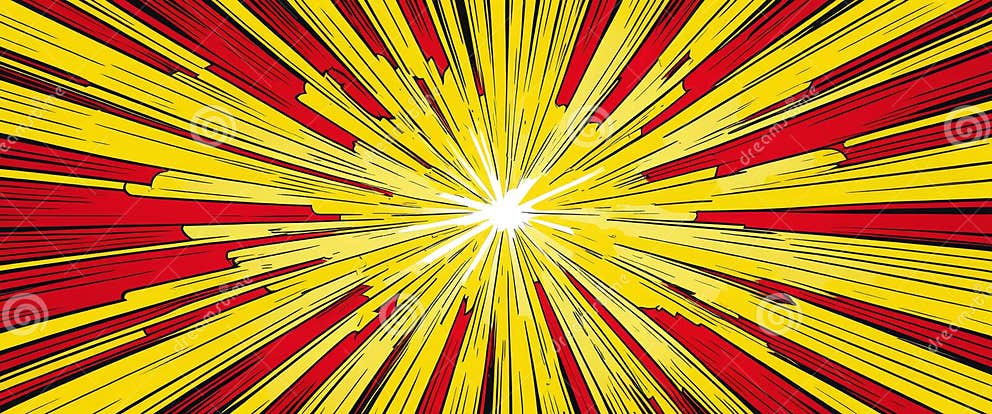 Vibrant Comic Style Burst with Red and Yellow Lines Exploding from ...