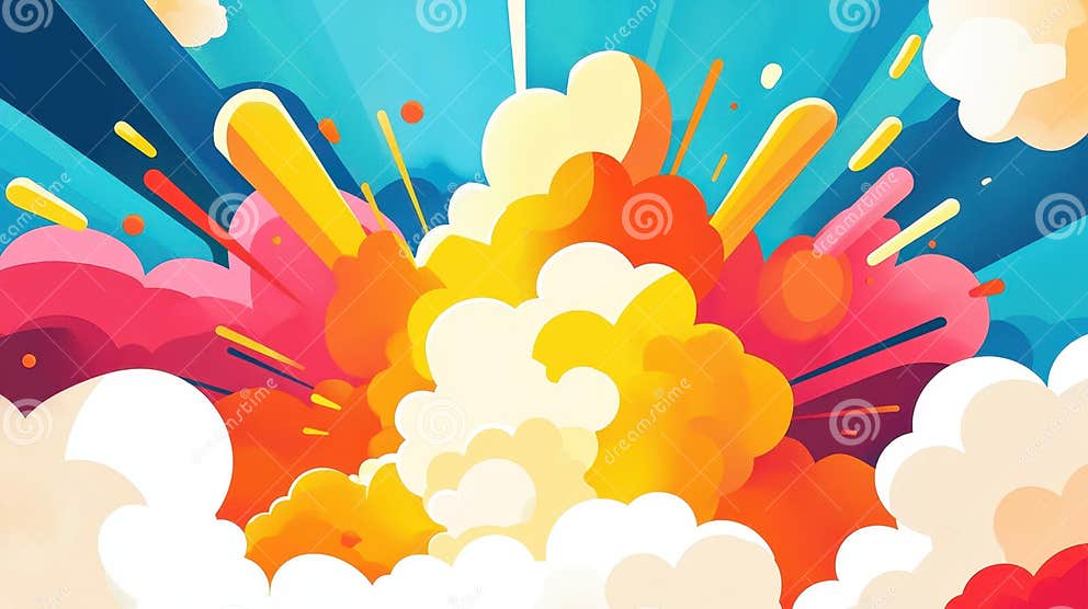 Vibrant Comicstyle Background Featuring Bold Lightning and Explosive Effects, Perfect for ...