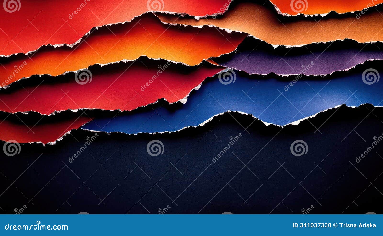 A Vibrant Composition of Torn Paper Layers in Various Colors Creating a ...