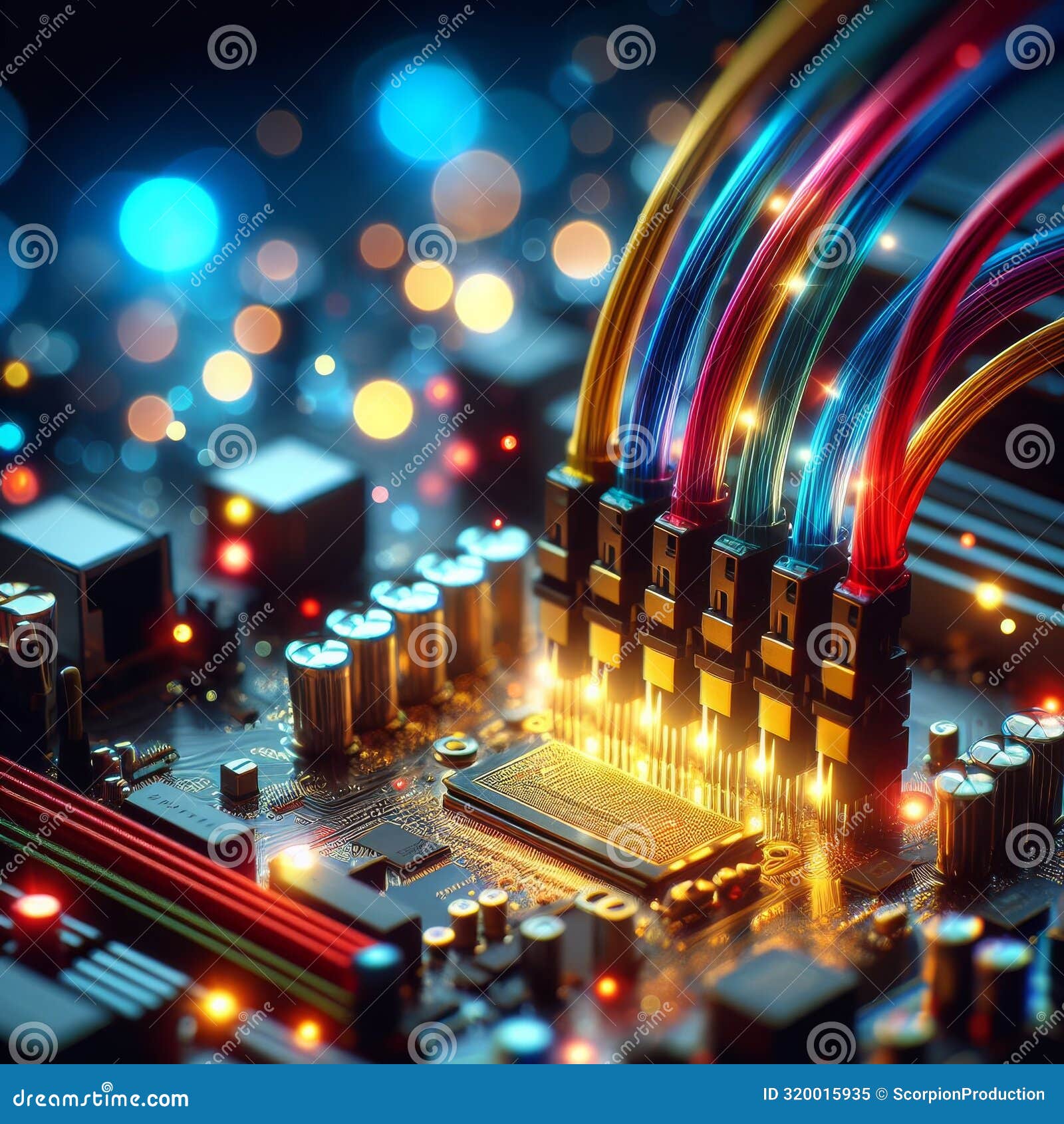 Vibrant Computer Motherboard Closeup Stock Image - Image of motherboard ...