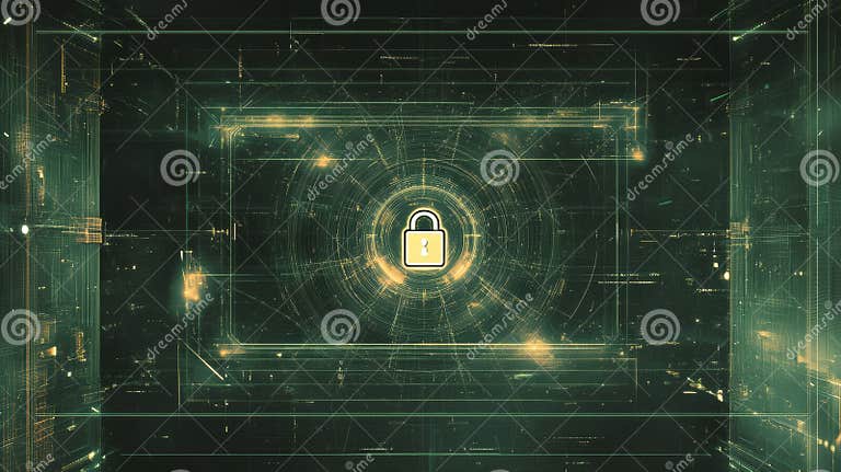 A Vibrant Computer Screen Showcases a Central Lock Icon, Symbolizing ...