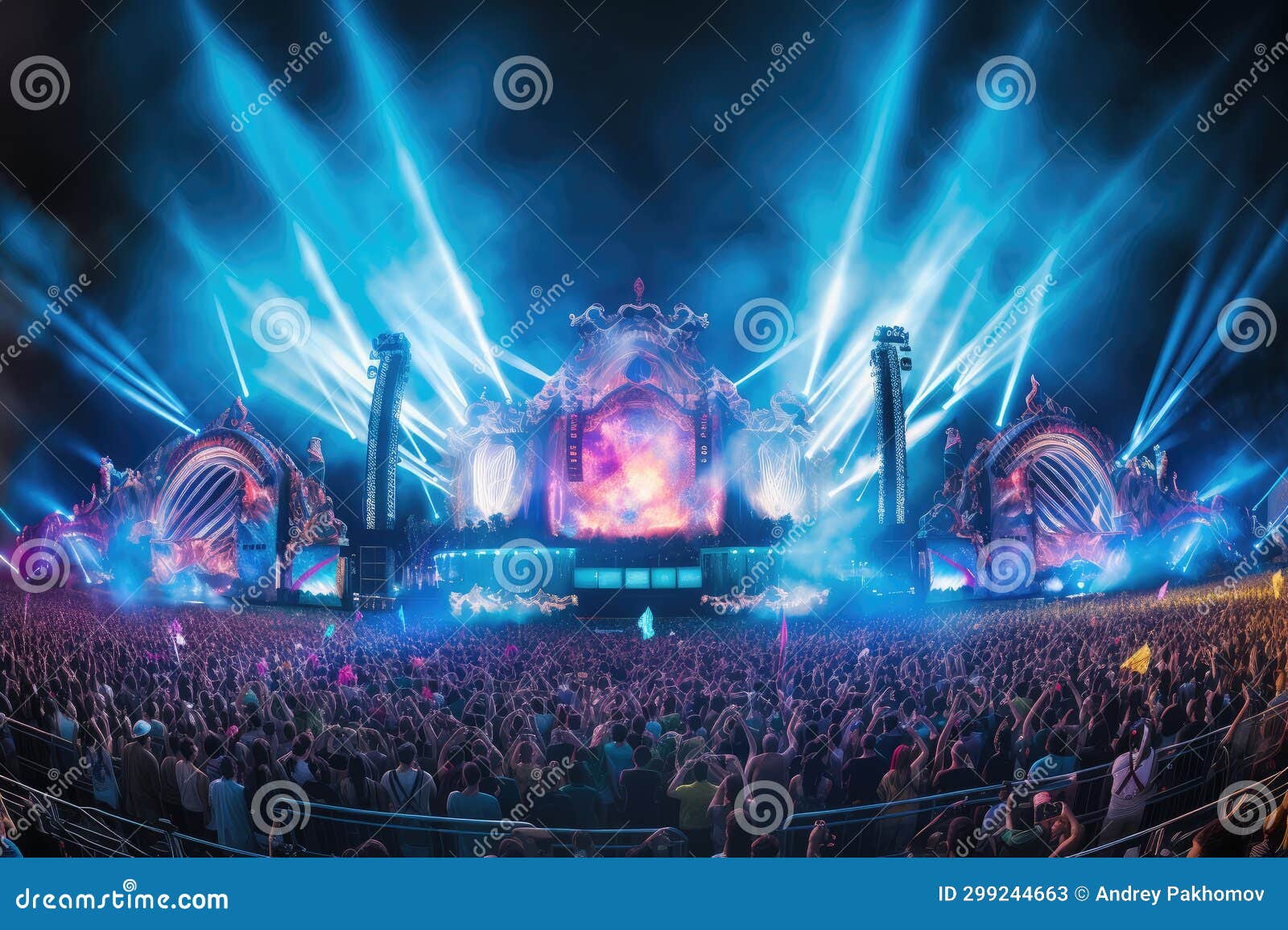A Vibrant Concert with a Thriving Crowd Under the Open Sky Stock Image ...