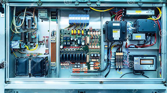 A Vibrant Control Panel Showcases Various Electrical Components Against ...