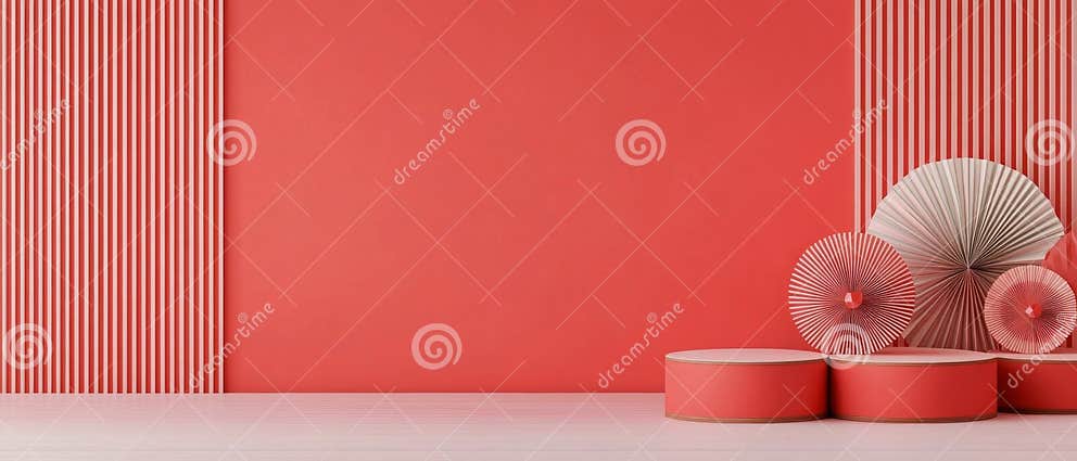 Vibrant Coral Backdrop with Decorative Elements for Creative Display ...
