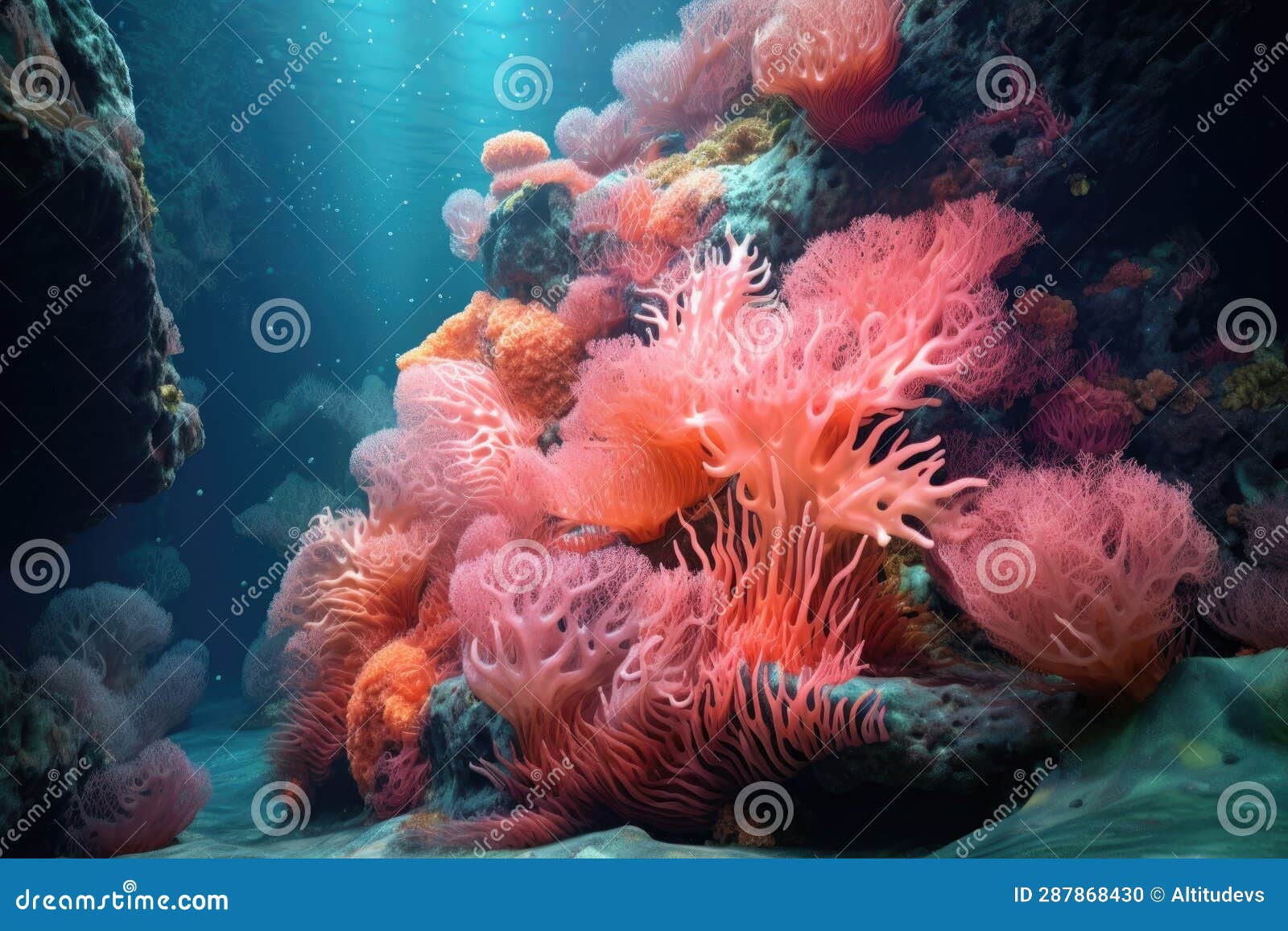 Vibrant Coral Polyps Swaying in Ocean Currents Stock Photo - Image of ...